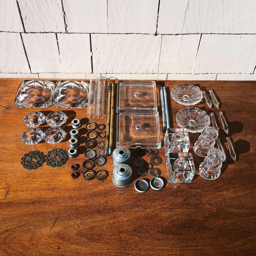 Vintage Group of Lamp Pieces and Parts - Clear Glass - Etsy