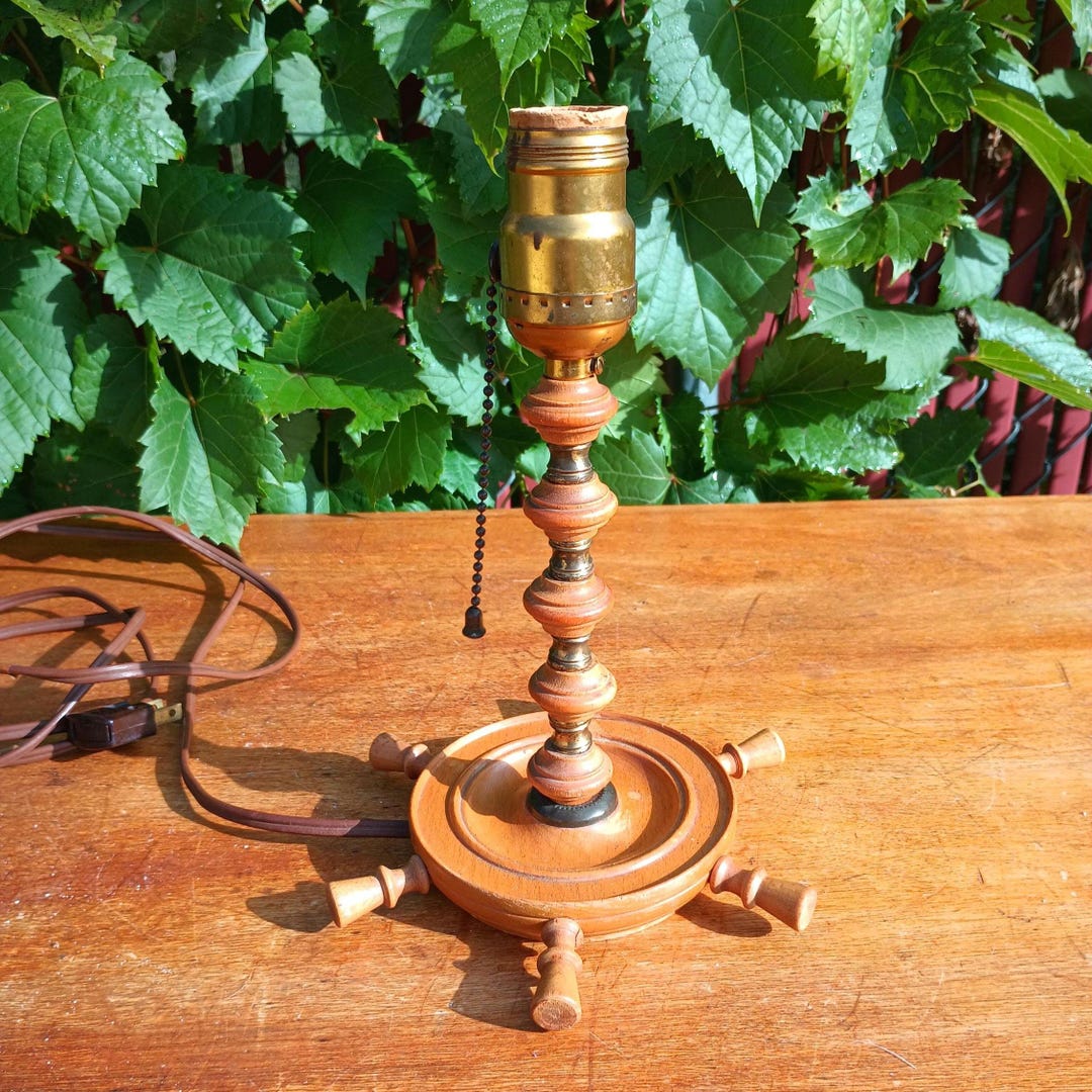 Vintage Small Desk Lamp With Ship's Wheel Base - Etsy