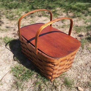 Vintage Shelton Woven Wood Picnic Basket - Beautiful Golden Oak - Etsy