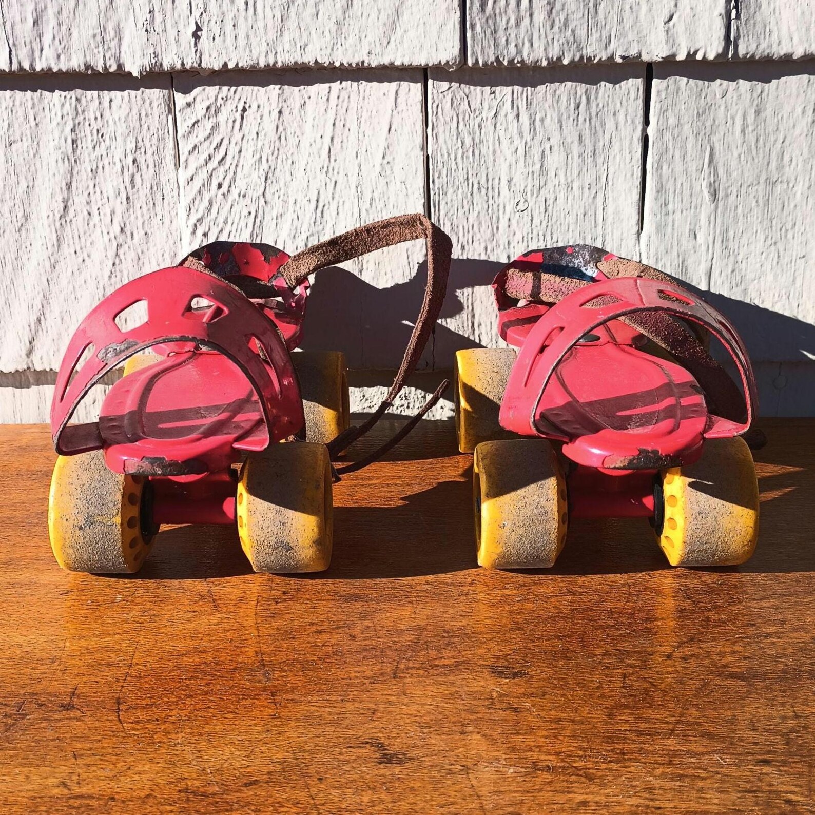 Vintage Pair of Red Roller Skates With Yellow Wheels - Chilton-globe ...