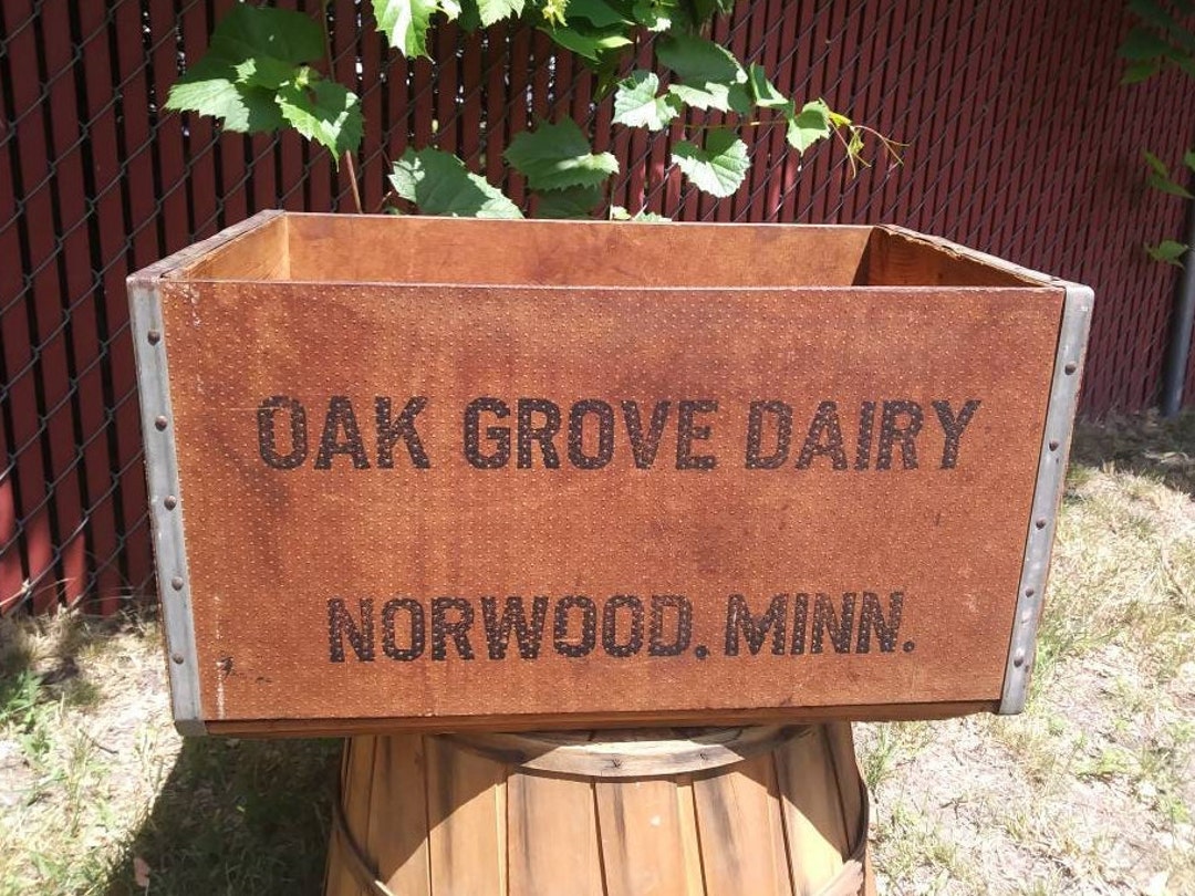 Vintage Wooden Box With Handles - Oak Grove Dairy, Norwood, MN - Etsy