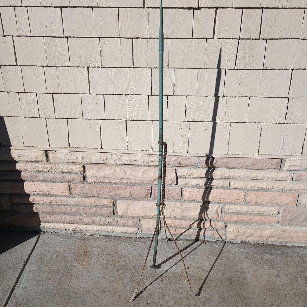 Vintage Copper Lightning Rod With Twisted Iron Base Beautiful Green ...