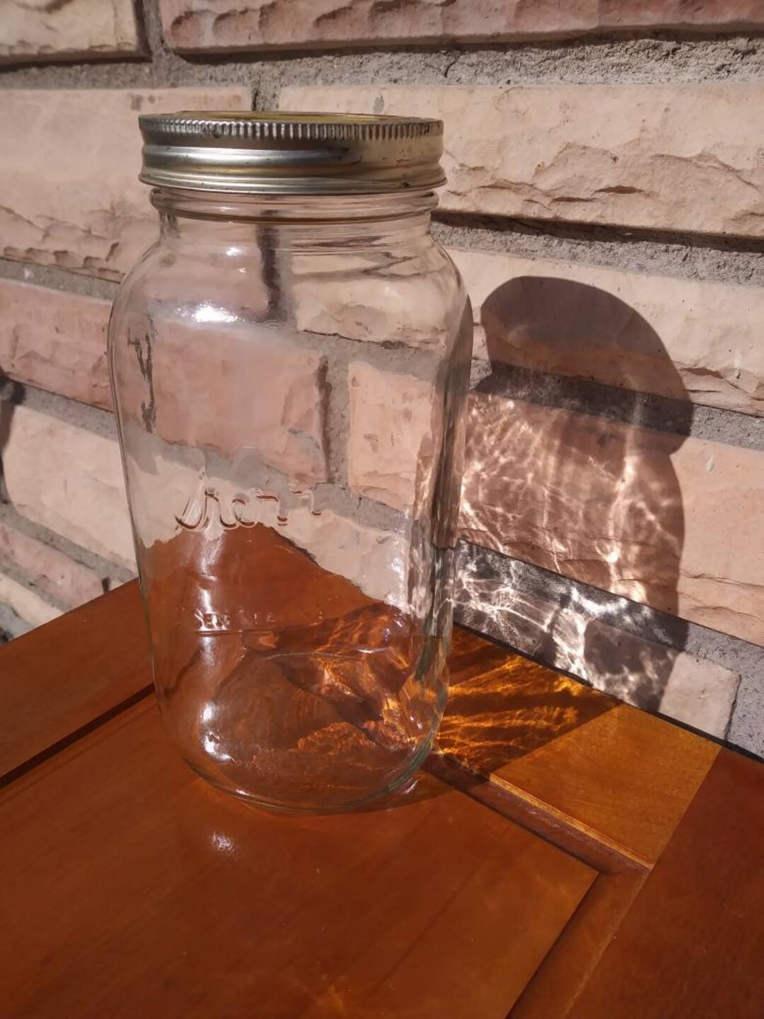 Large Kerr Mason Jar With Screw Top Lots of Wavy Glass - Etsy