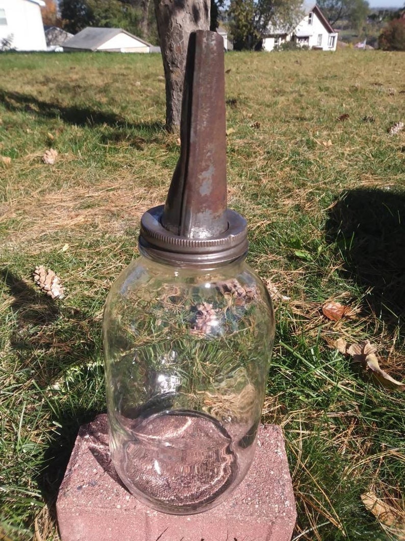 Glass Oil Jar With Spout Duraglas | Etsy