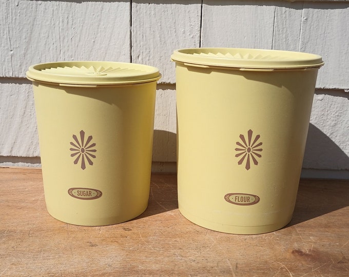 Vintage Tupperware Flour and Sugar Containers - Harvest Gold - Etsy