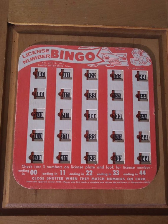 Vintage license Number Bingo Game - Etsy