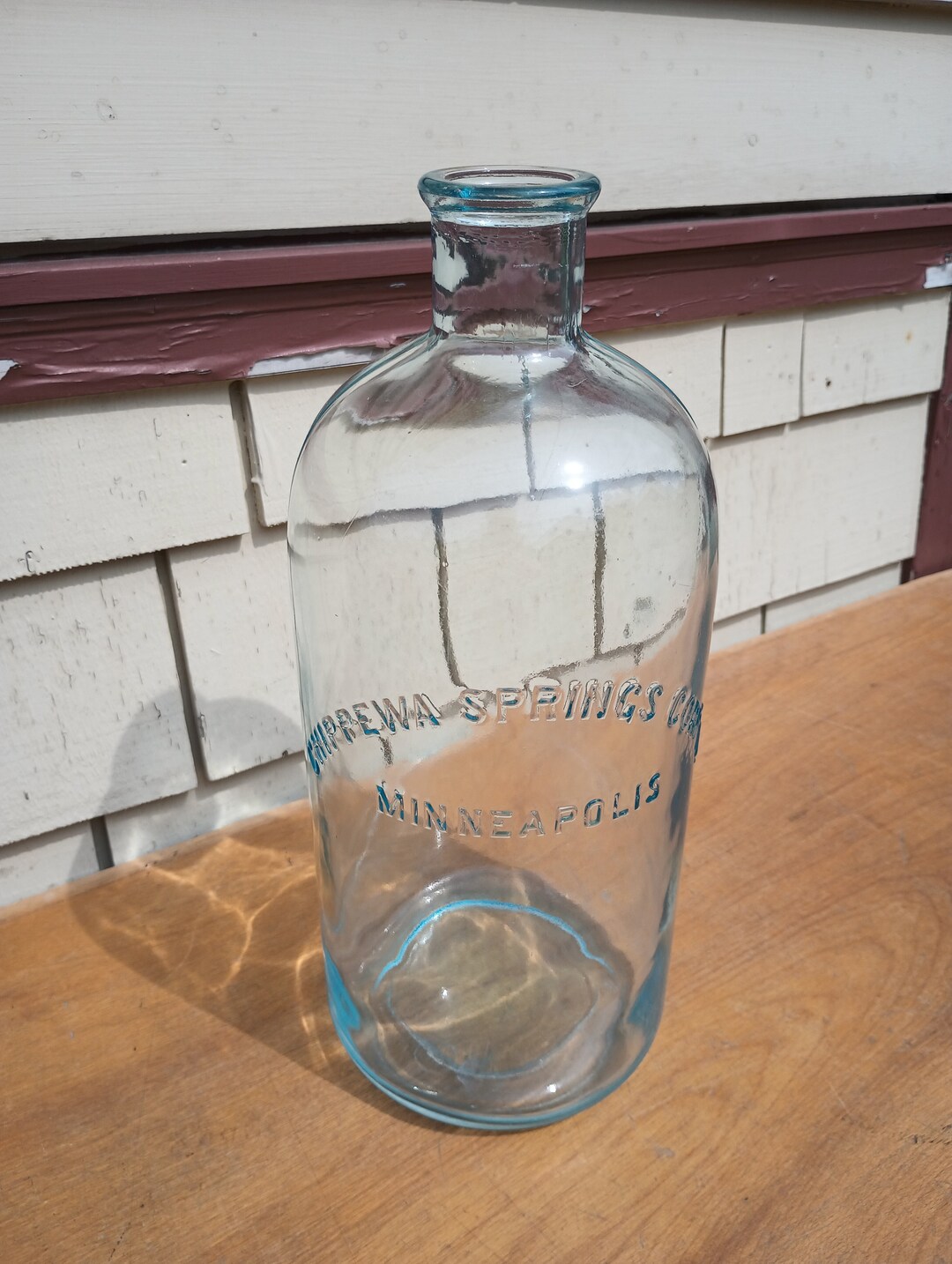 Vintage Light Blue/light Green Glass Spring Water Bottle - Chippewa ...