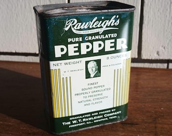 Vintage French Green Rawleigh Pure Granulated Pepper 8 Oz Tin Can ...