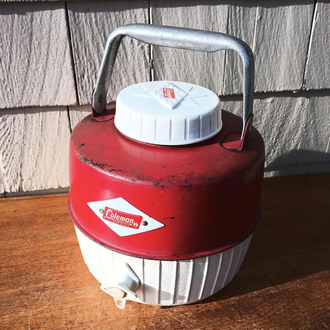 Vintage Coleman Water Jug or Water Cooler - Red and White - Etsy