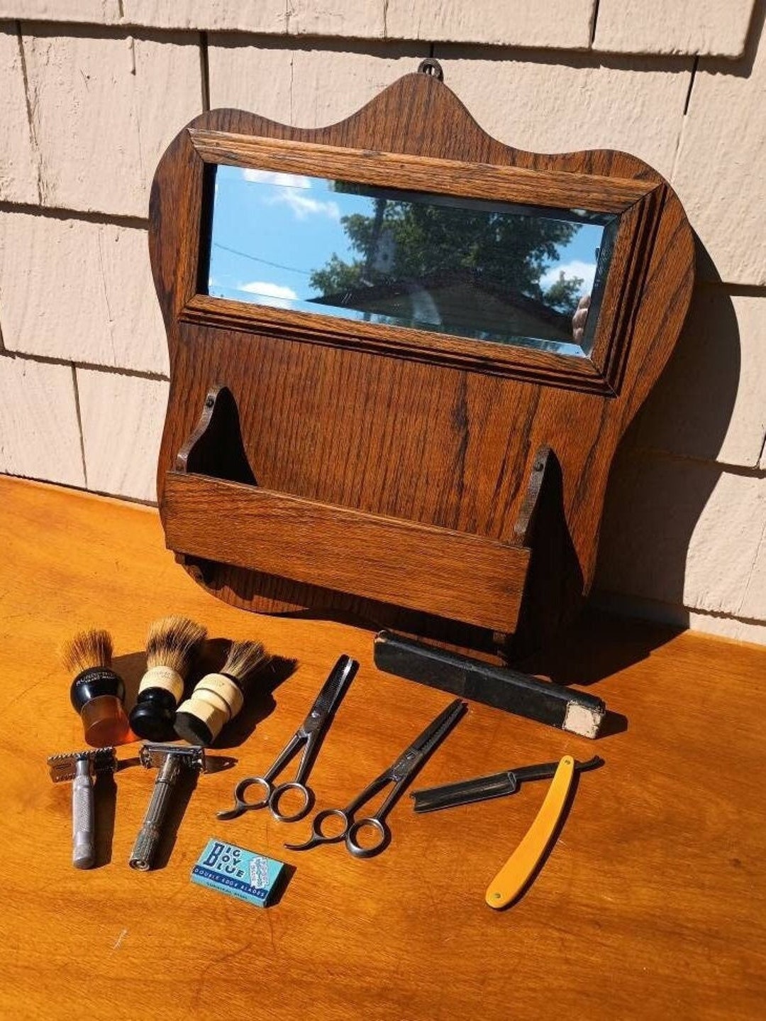 Vintage Hanging Shaving Shelf With Mirror and Shaving and Grooming ...