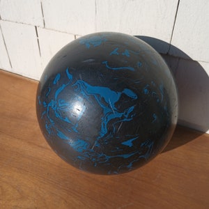 Vintage Bowling Ball With Blue and Black Swirl - Manhattan Rubber ...
