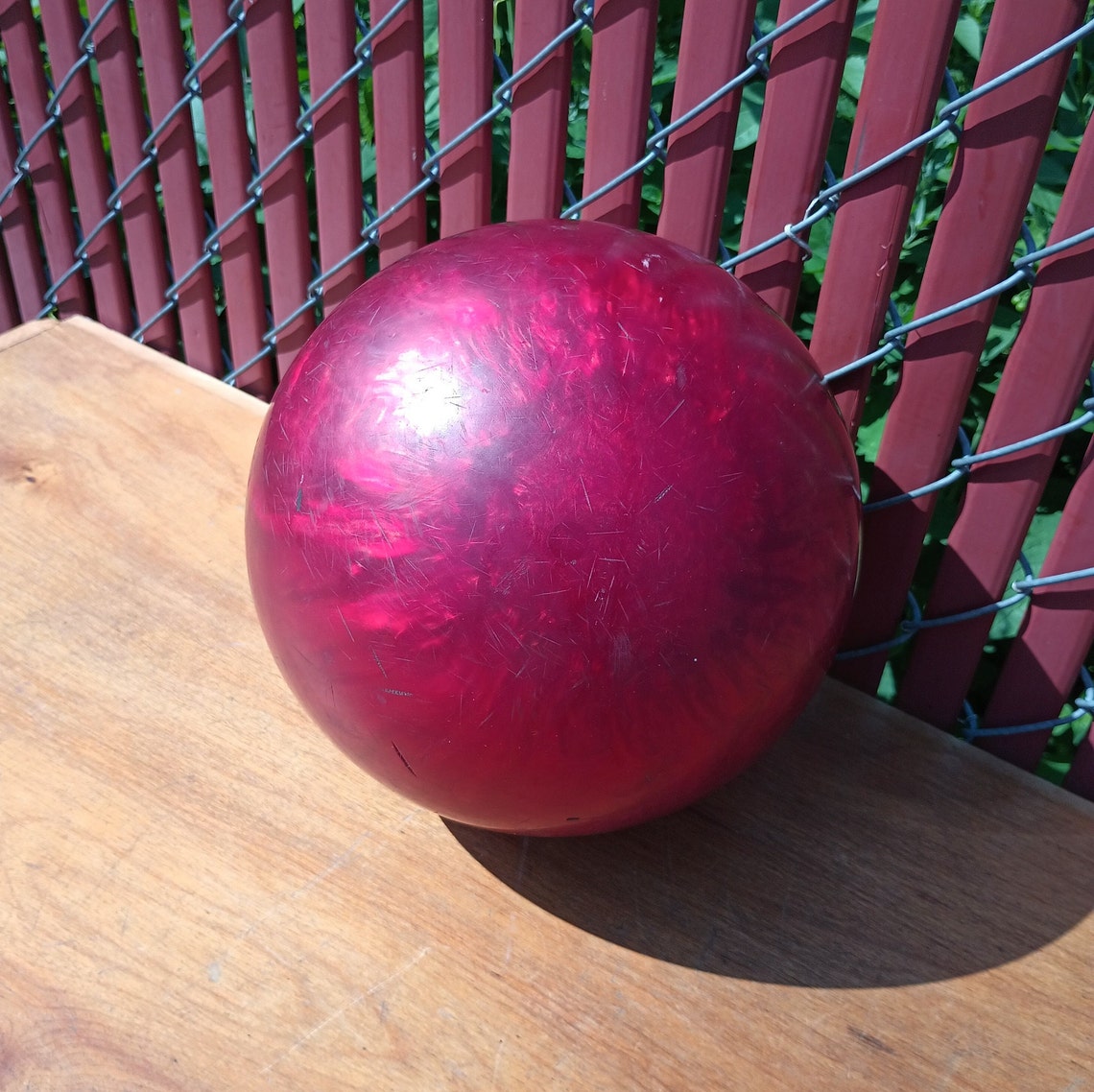 Vintage Dark Red Bowling Ball - Lucky Strike With a Four Leaf Clover ...