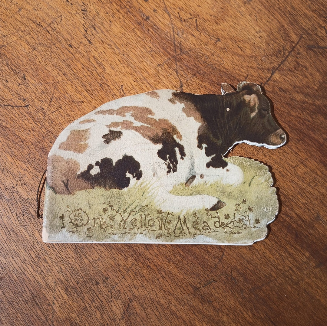 Vintage Children's Book Shaped Like a Cow - on Yellow Mead (meadow ...