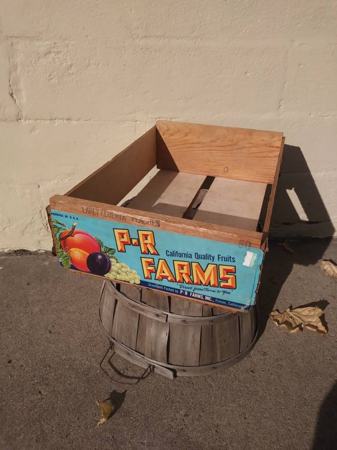 Vintage Peach Crate - P-R Farms - Fresno, CA - Etsy