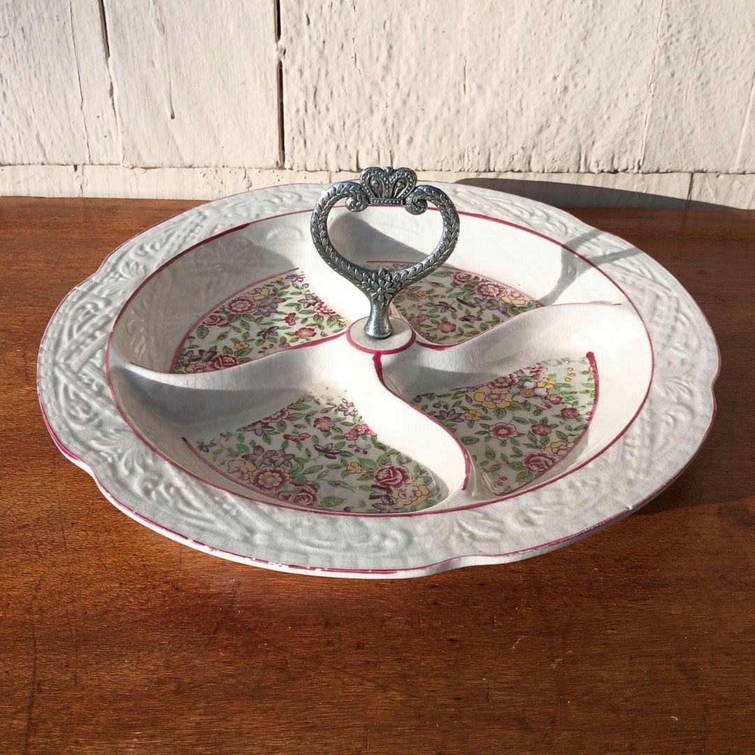Vintage Ceramic Divided Serving Plate With Handle - Japan - Etsy