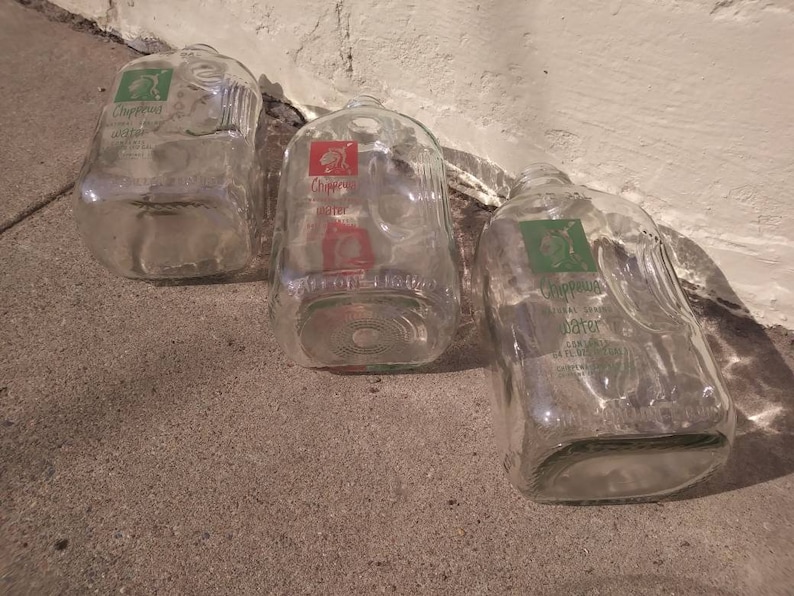 Chippewa Falls Spring Water Bottles Green and Red Logos | Etsy