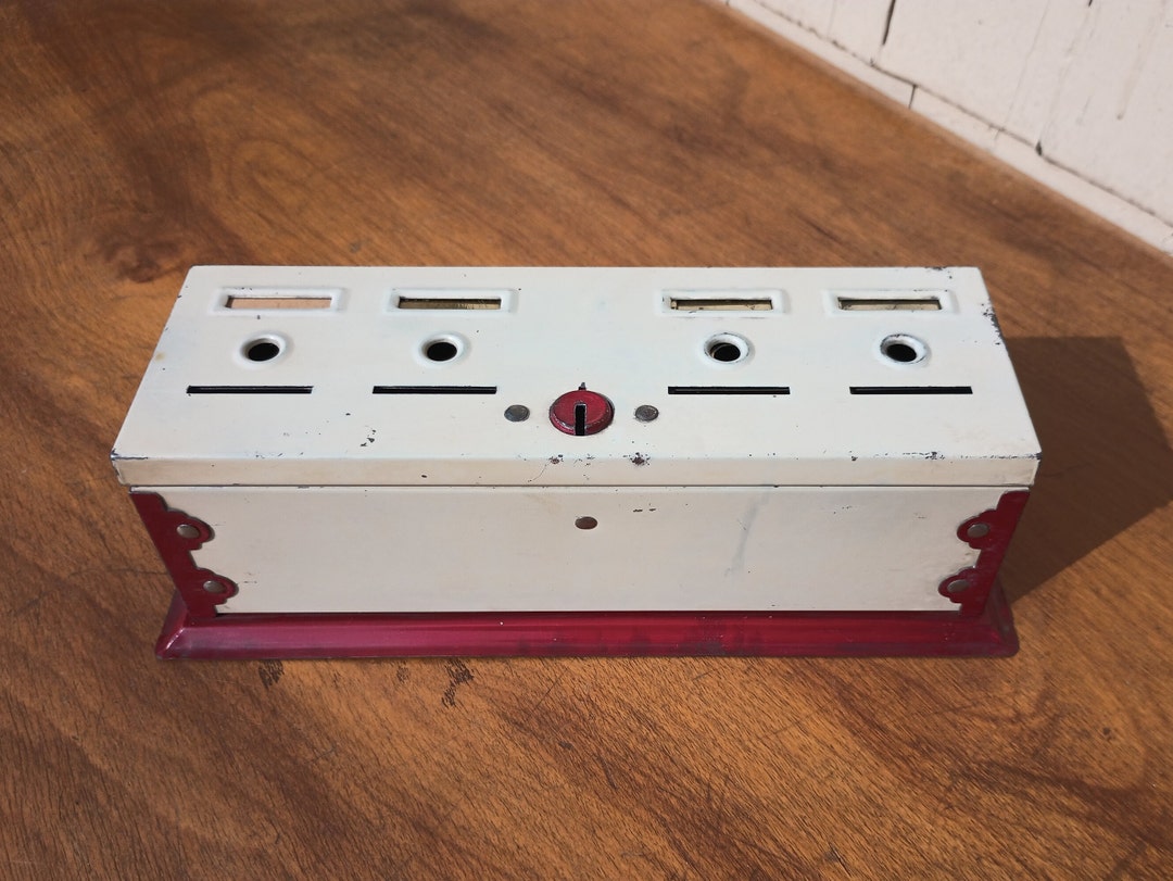 Vintage Metal Bank With Coin Slots - Etsy