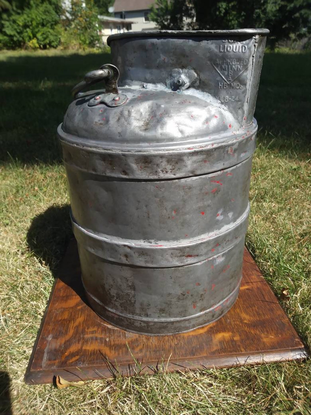 Large Vintage Galvanized Oil Can - Display or Planter - Etsy