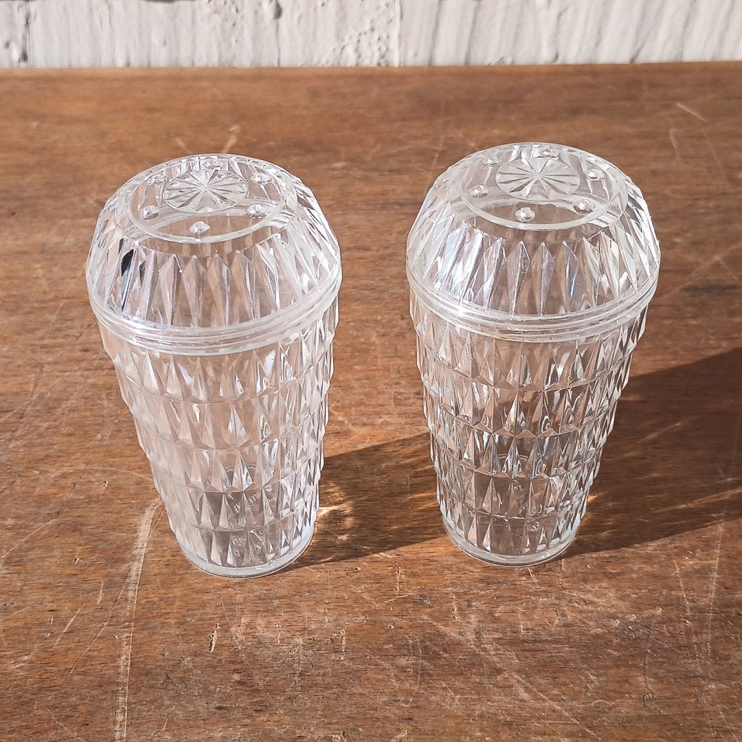 Vintage Clear Plastic Salt and Pepper Shakers - Etsy