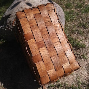 Vintage Shelton Woven Wood Picnic Basket - Beautiful Golden Oak - Etsy