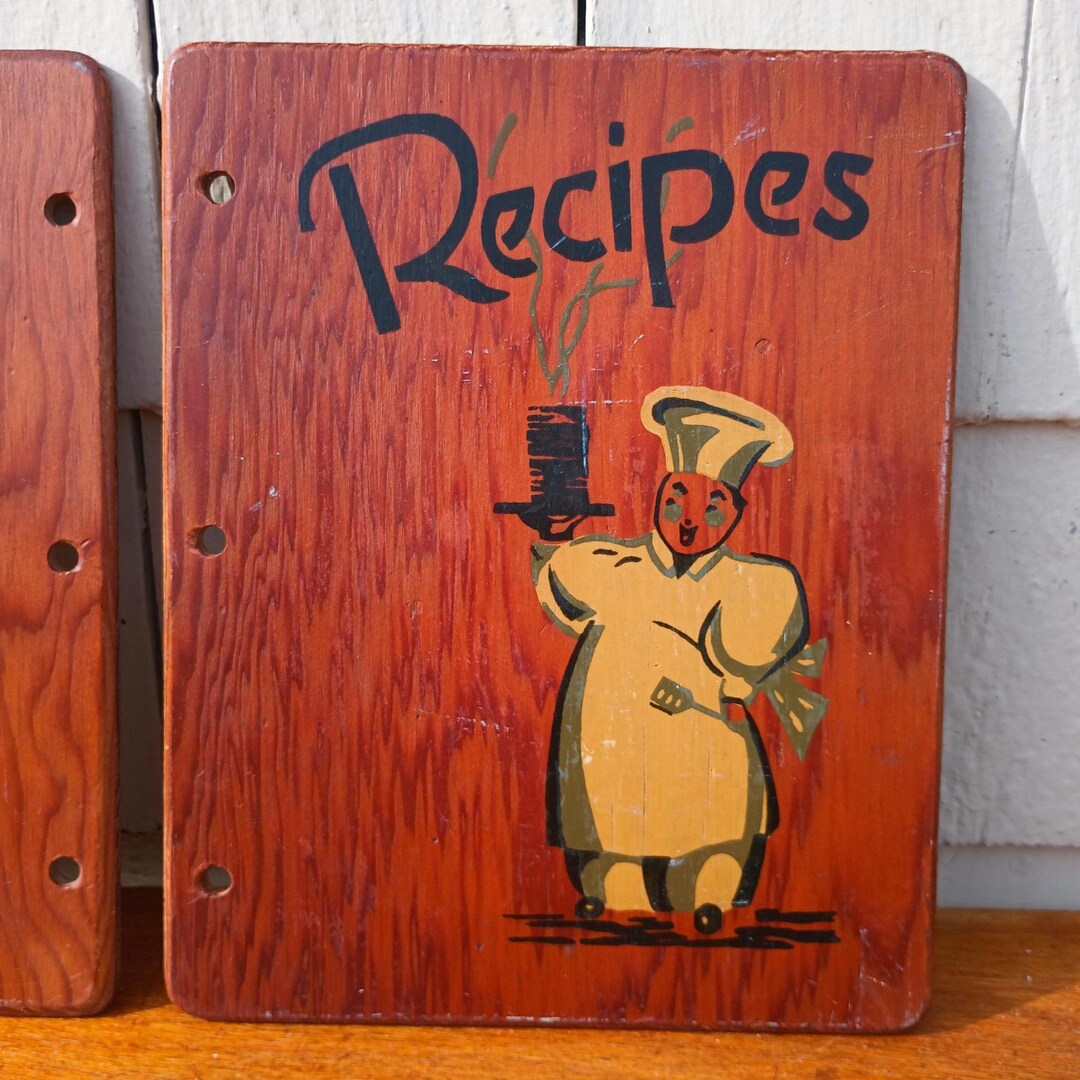 Vintage Wooden Recipe Book Covers - Etsy