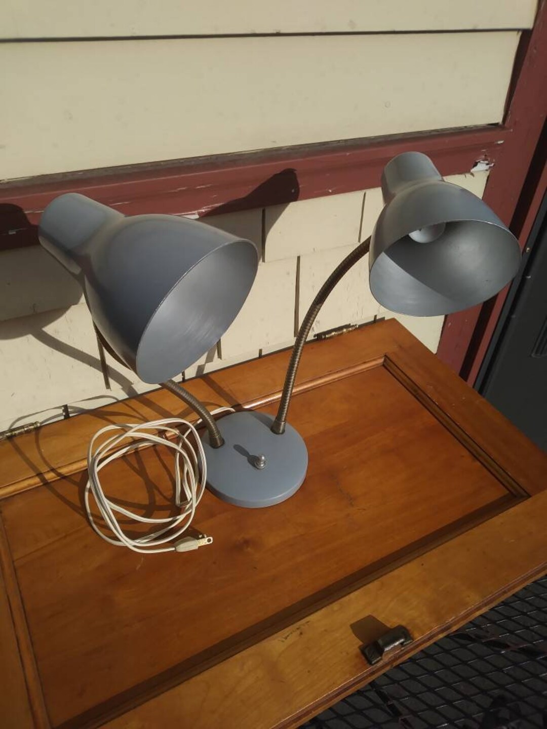 Vintage Adjustable Desk Lamp With Two Lights - Works! - Etsy