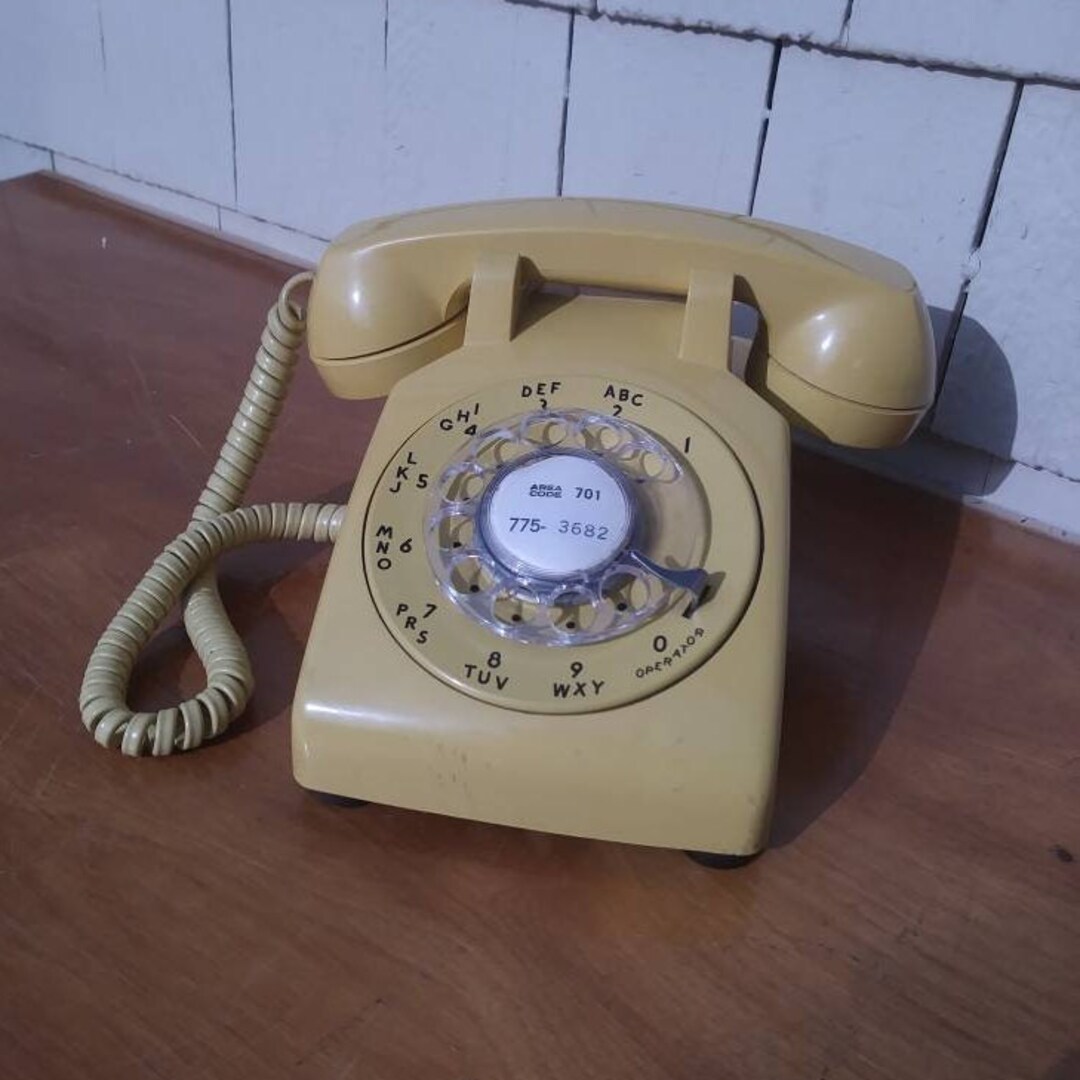 Vintage Yellow Rotary Dial Phone - North Dakota Area Code - Etsy