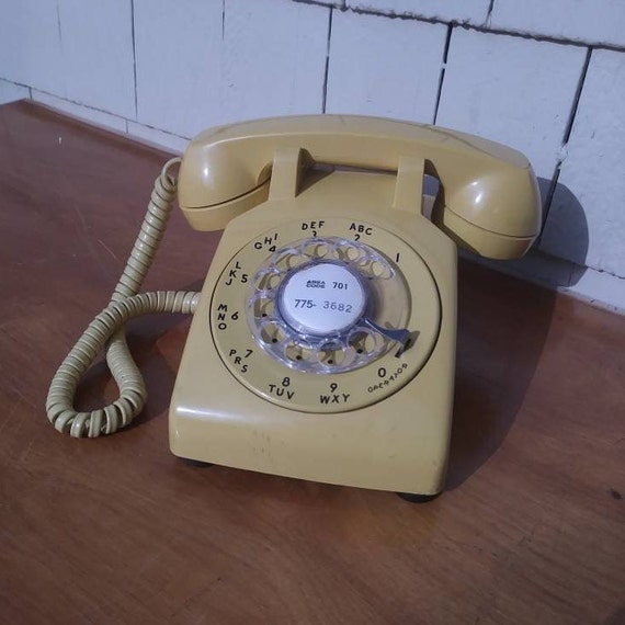 Vintage Yellow Rotary Dial Phone North Dakota Area Code - Etsy