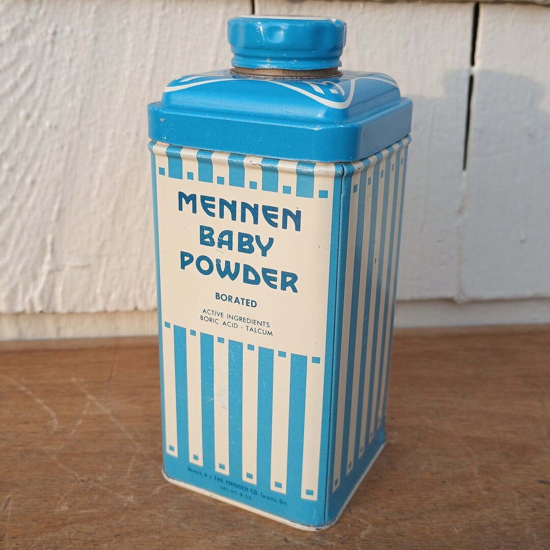 Vintage Baby Powder Tin - Mennen - Blue and White - Etsy
