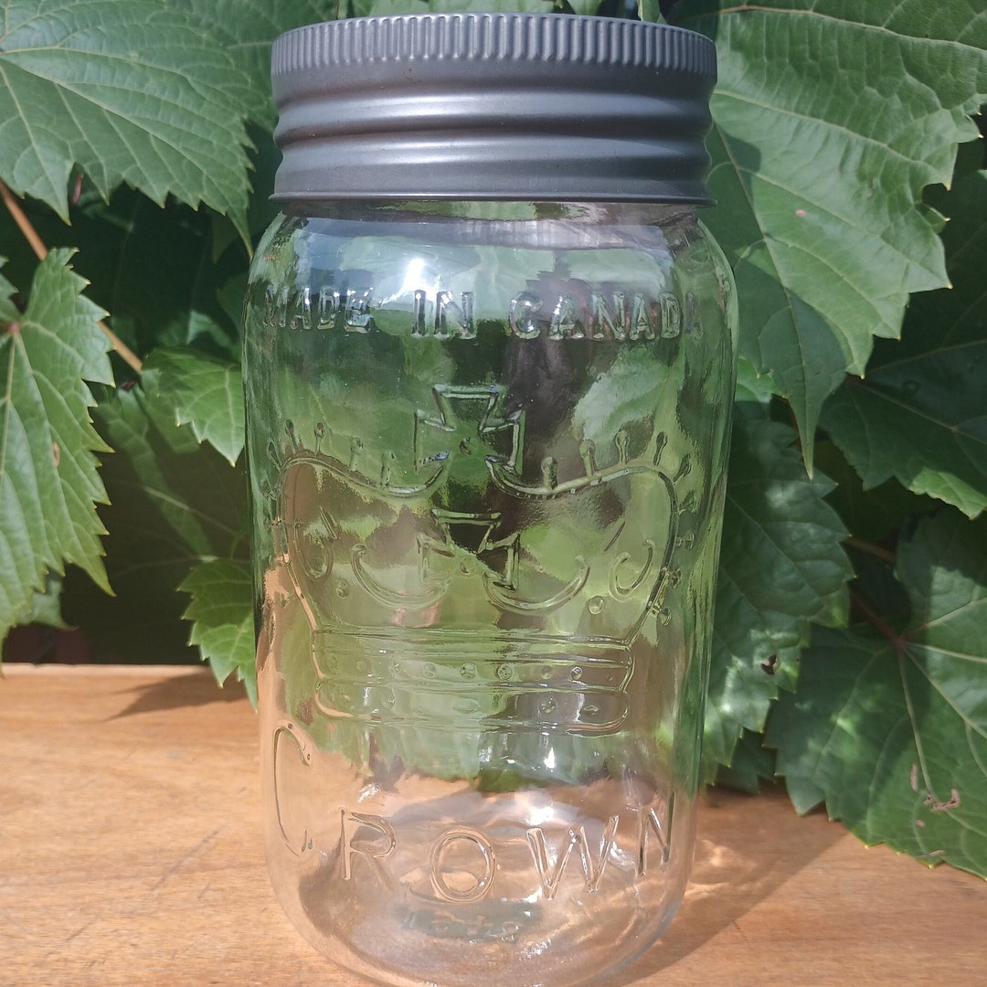 Vintage Crown Mason Jar With Clear Glass Lid - Made in Canada - Etsy