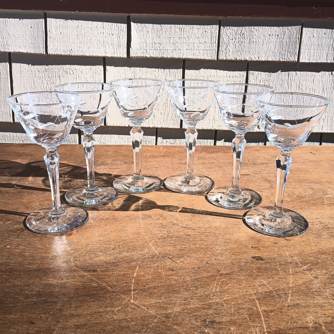 Vintage Set of Six Cocktail Glasses - Libby Glassware - Windswept - Etsy