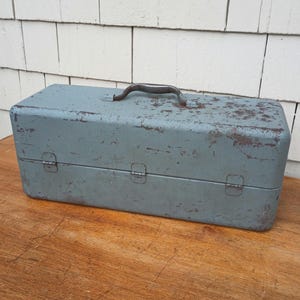 Vintage Grey Tool or Tackle Box - Etsy
