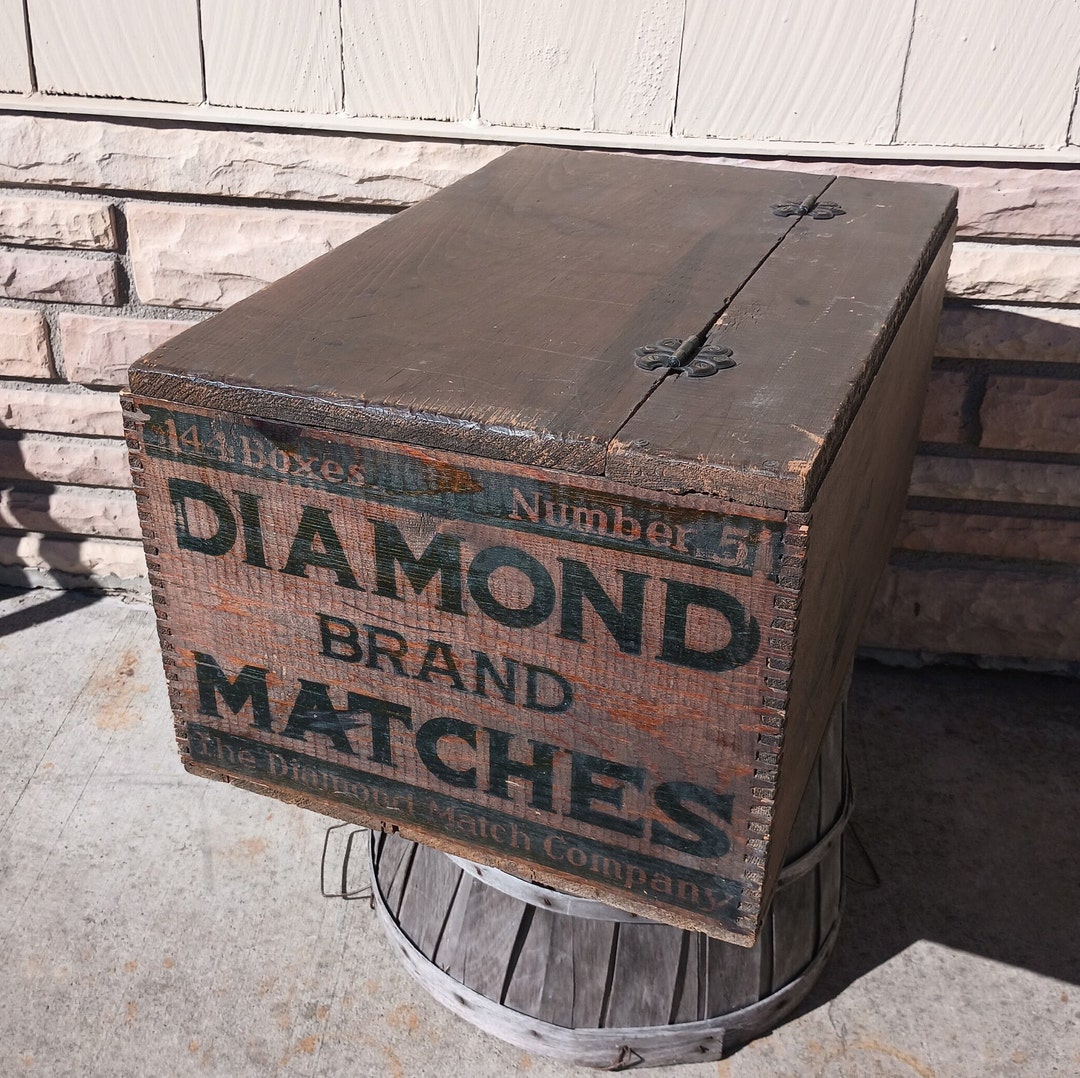 Vintage Wooden Crate Diamond Brand Matches With Hinged Lid - Etsy