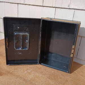 Vintage Locking Metal Box Black With Gold and Red Trim With Key - Etsy