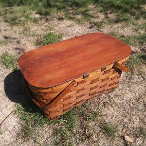 Vintage Shelton Woven Wood Picnic Basket - Beautiful Golden Oak - Etsy