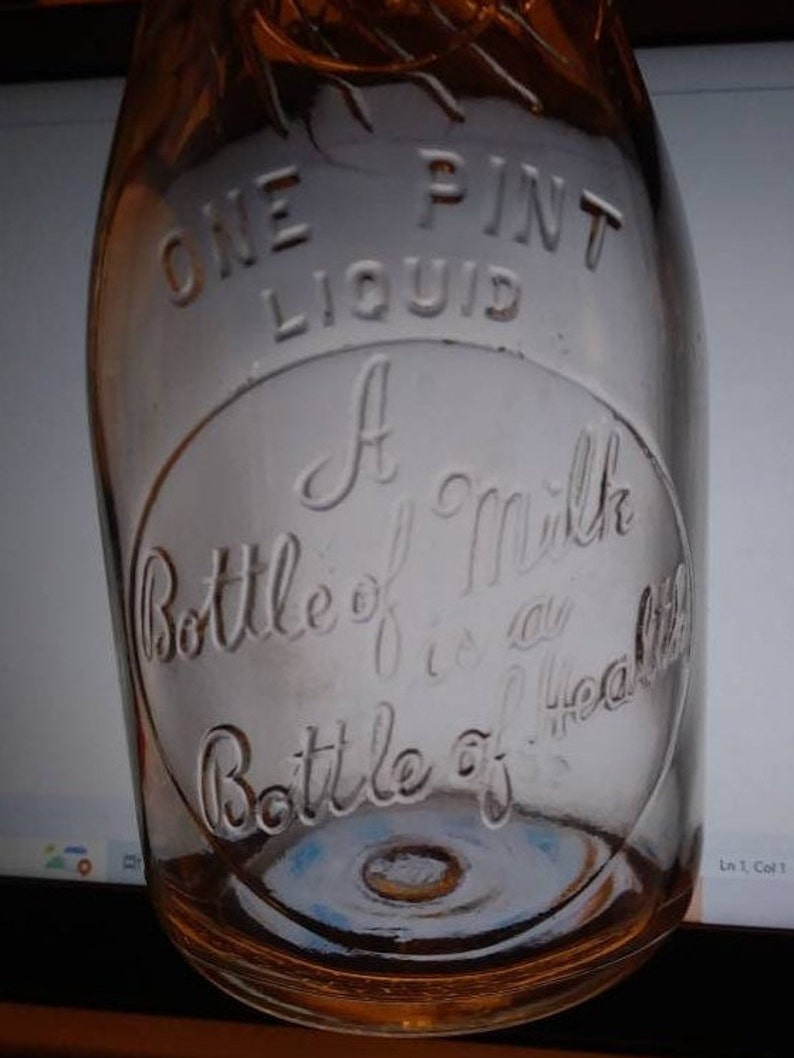 Vintage One Pint Milk Bottle a Bottle of Milk is a - Etsy