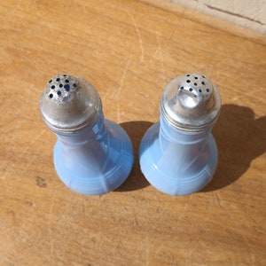 Vintage Blue Glass Salt and Pepper Shakers - Delphite - Etsy