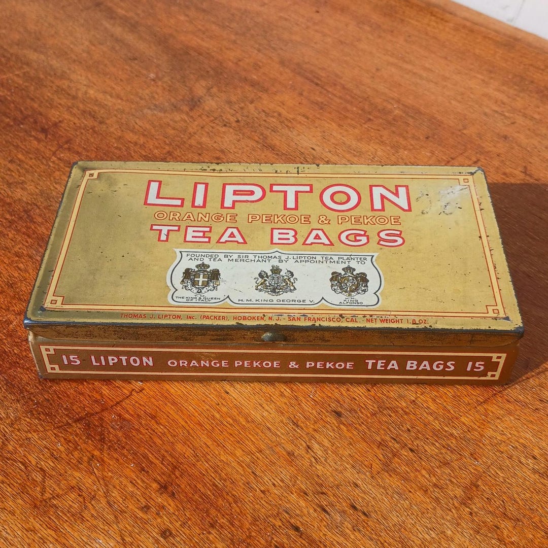 Vintage Lipton Tea Bag Tin - Orange Pekoe & Pekoe - Etsy