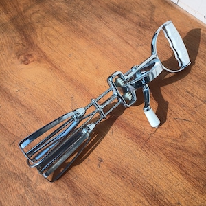 Vintage Hand Mixer - Chrome and White - Maynard - Etsy