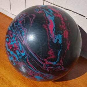 Vintage Bowling Ball - Amazing Purple, Blue and Black Swirl - Sears - Belonged to Barb M. - Etsy