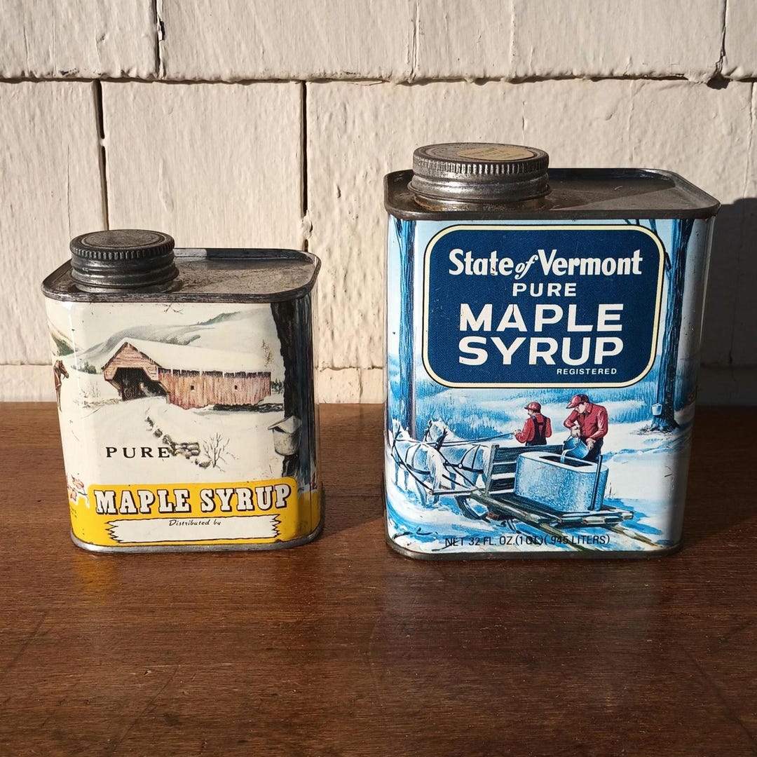 Two Vintage Maple Syrup Tins - Etsy
