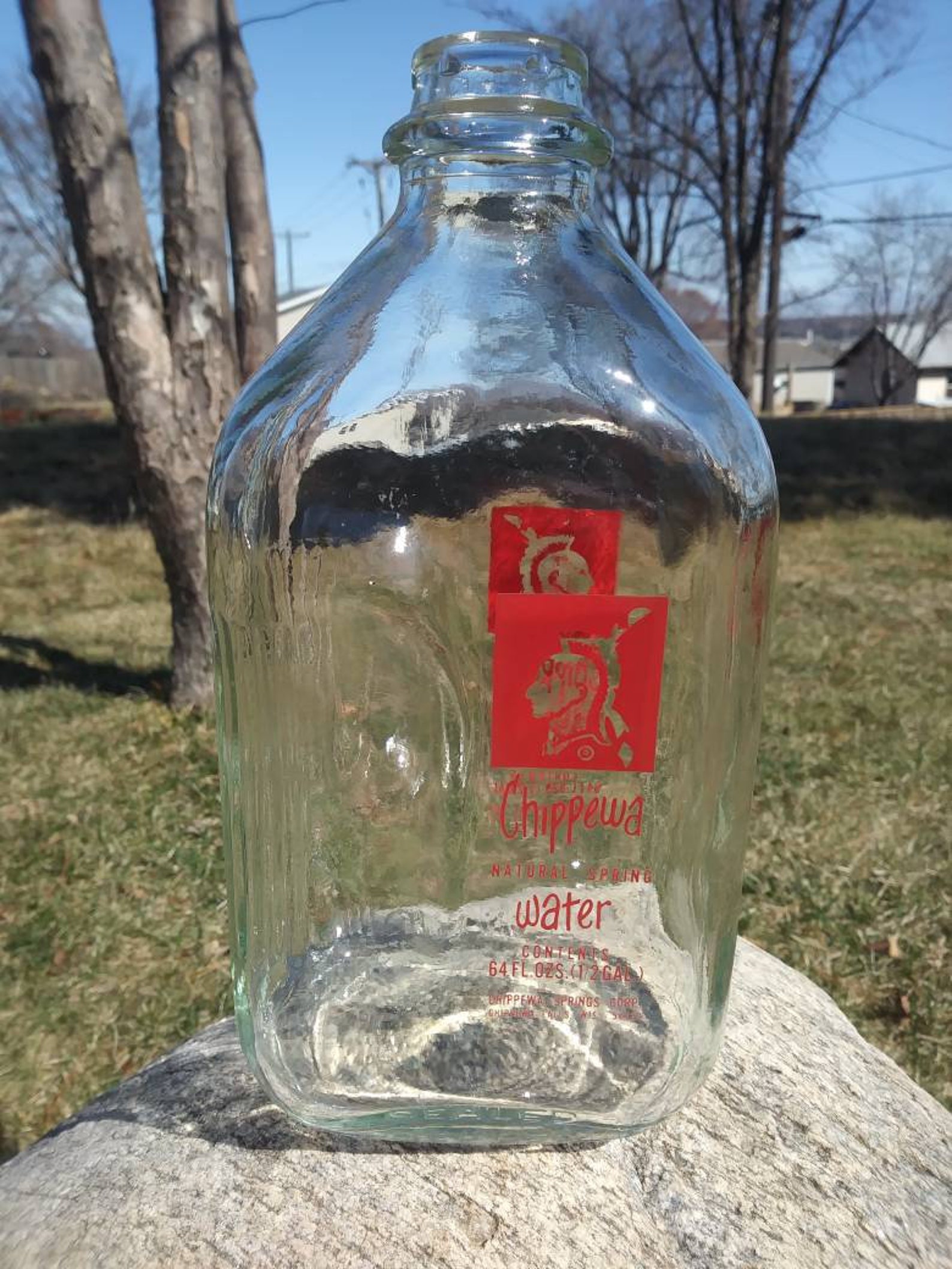 Chippewa Falls Spring Water Bottle - Red Logo - Etsy