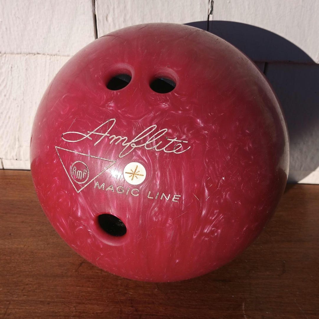 Vintage Swirly Red Bowling Ball - AMF Amflite Magic Line - Used to ...