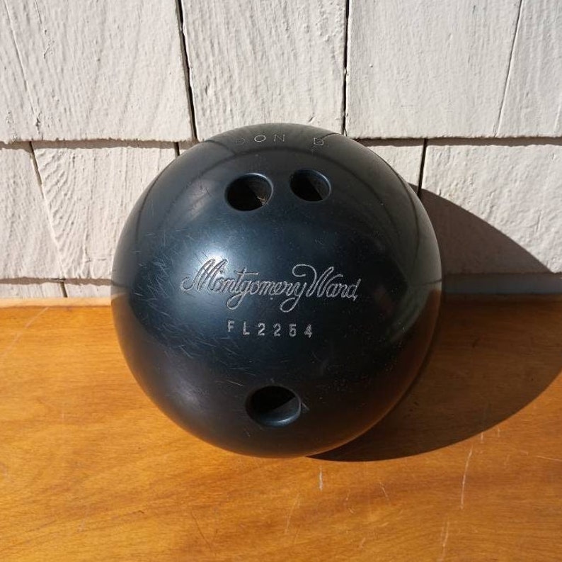 Vintage Black Montgomery Ward Bowling Ball That Used to Belong to Don D ...