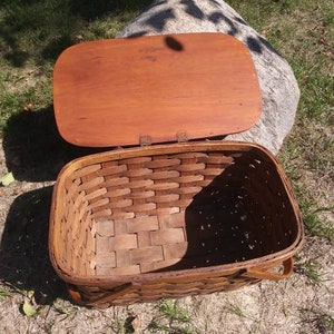 Vintage Shelton Woven Wood Picnic Basket - Beautiful Golden Oak - Etsy