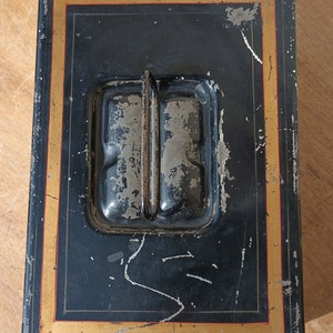 Vintage Locking Metal Box Black With Gold and Red Trim With Key - Etsy