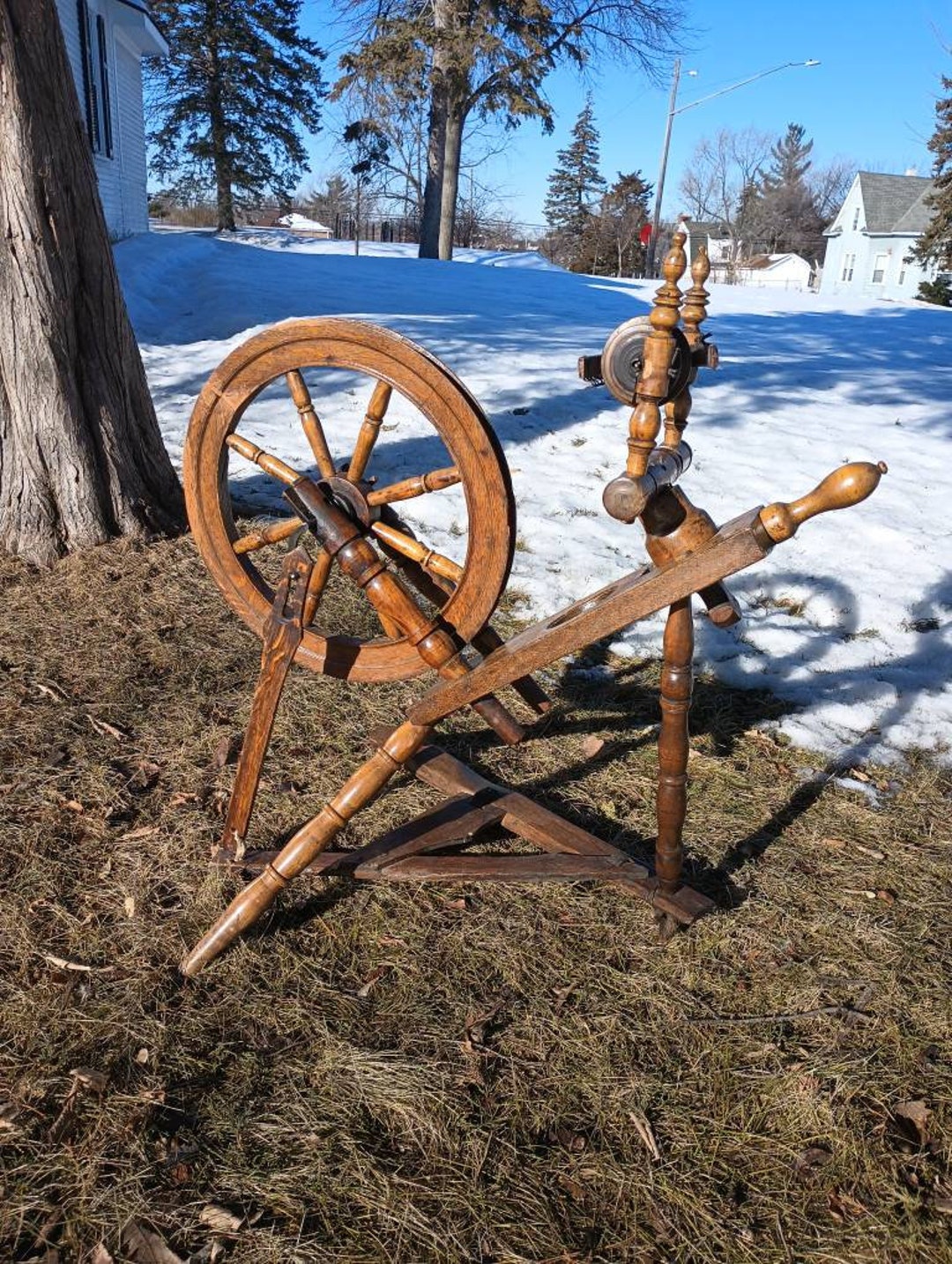 Vintage Saxony Style Spinning Wheel - Decorative - Etsy