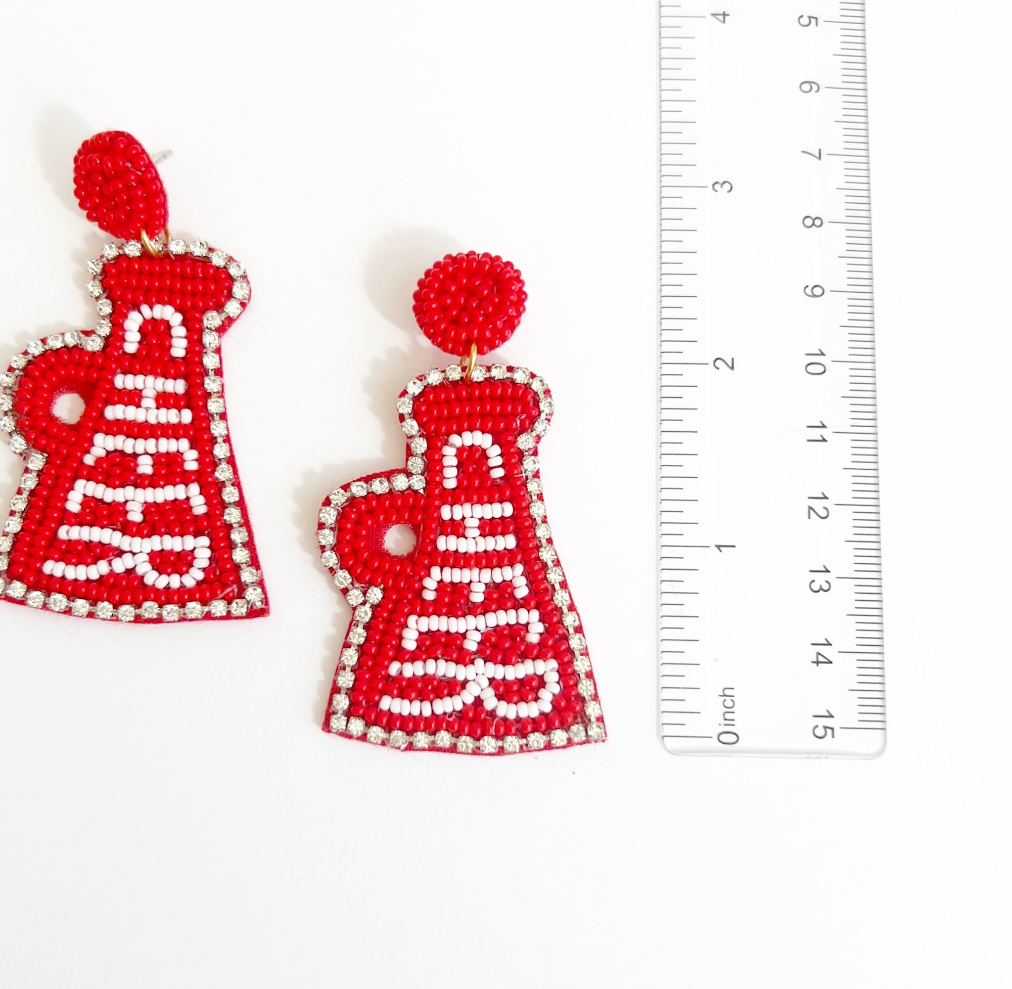 Beaded Megaphone Cheer Earrings: Cheerleader Gift - Etsy