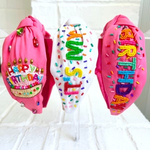Hand Beaded Birthday Headband: Party Outfit Hair Accessory - Etsy