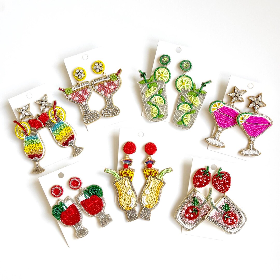 Festive Drink Earrings, Cocktail Drink Earrings, Vacation Jewelry ...